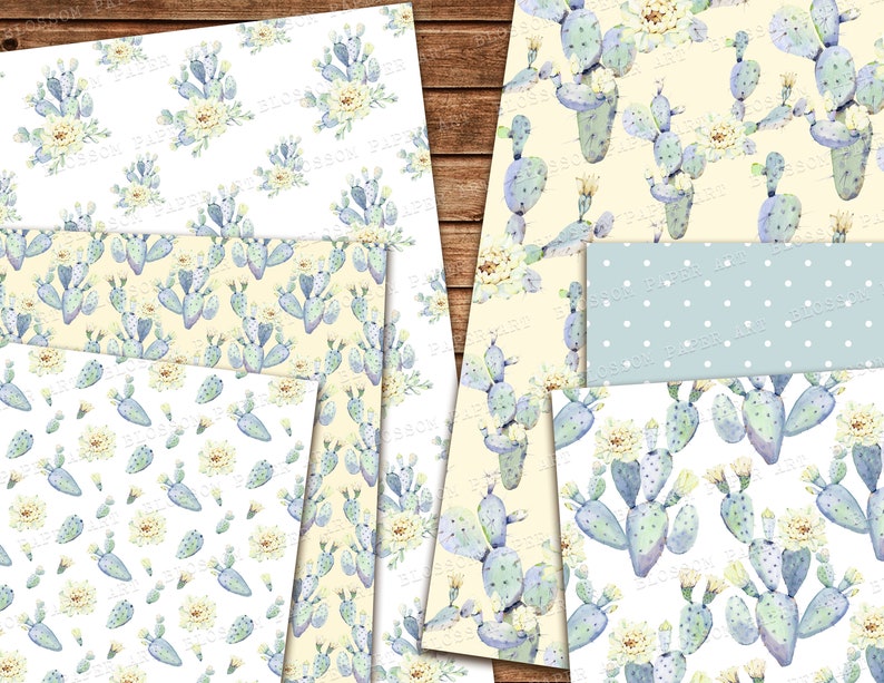 Scrapbook Paper Cacti Digital Paper Scrapbooking Paper Pack | Etsy