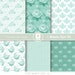 Green Mint Digital Paper, Roses Scrapbook Paper Pack, Aqua Digital ...