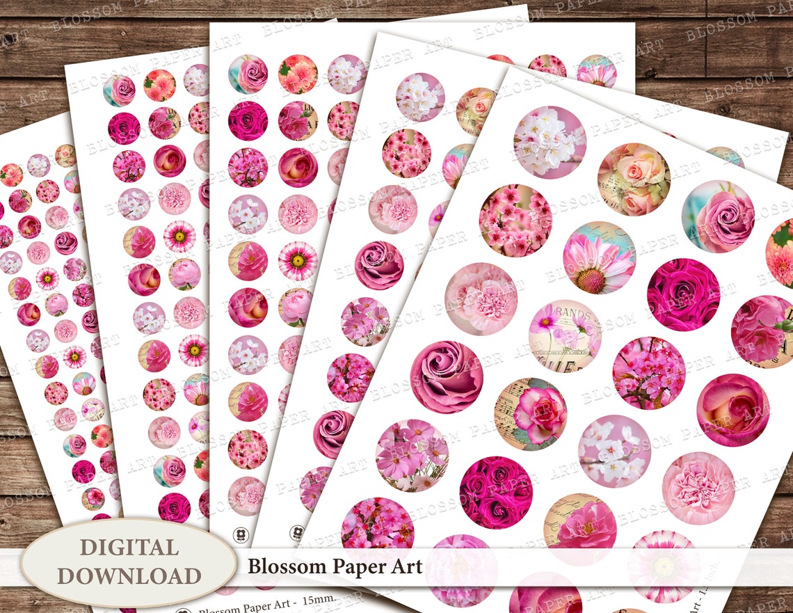 FLORAL Circles 1.5 Inch 1inch Circles Cabochon Images Digital - Etsy