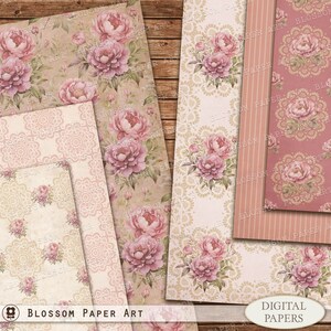 Victorian Digital Paper, Floral Digital Paper Pack, Roses Scrapbook ...