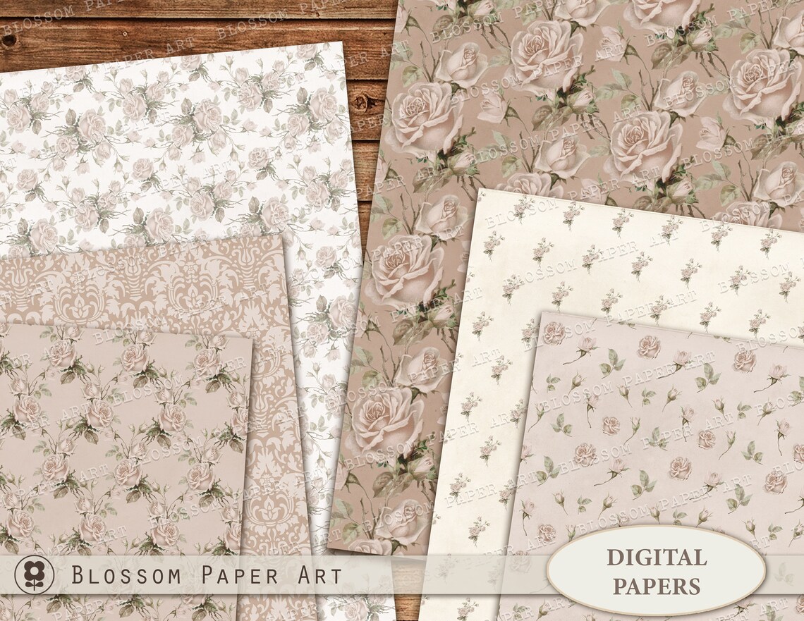 Brown Digital Paper Shabby Chic Scrapbook Paper Vintage - Etsy