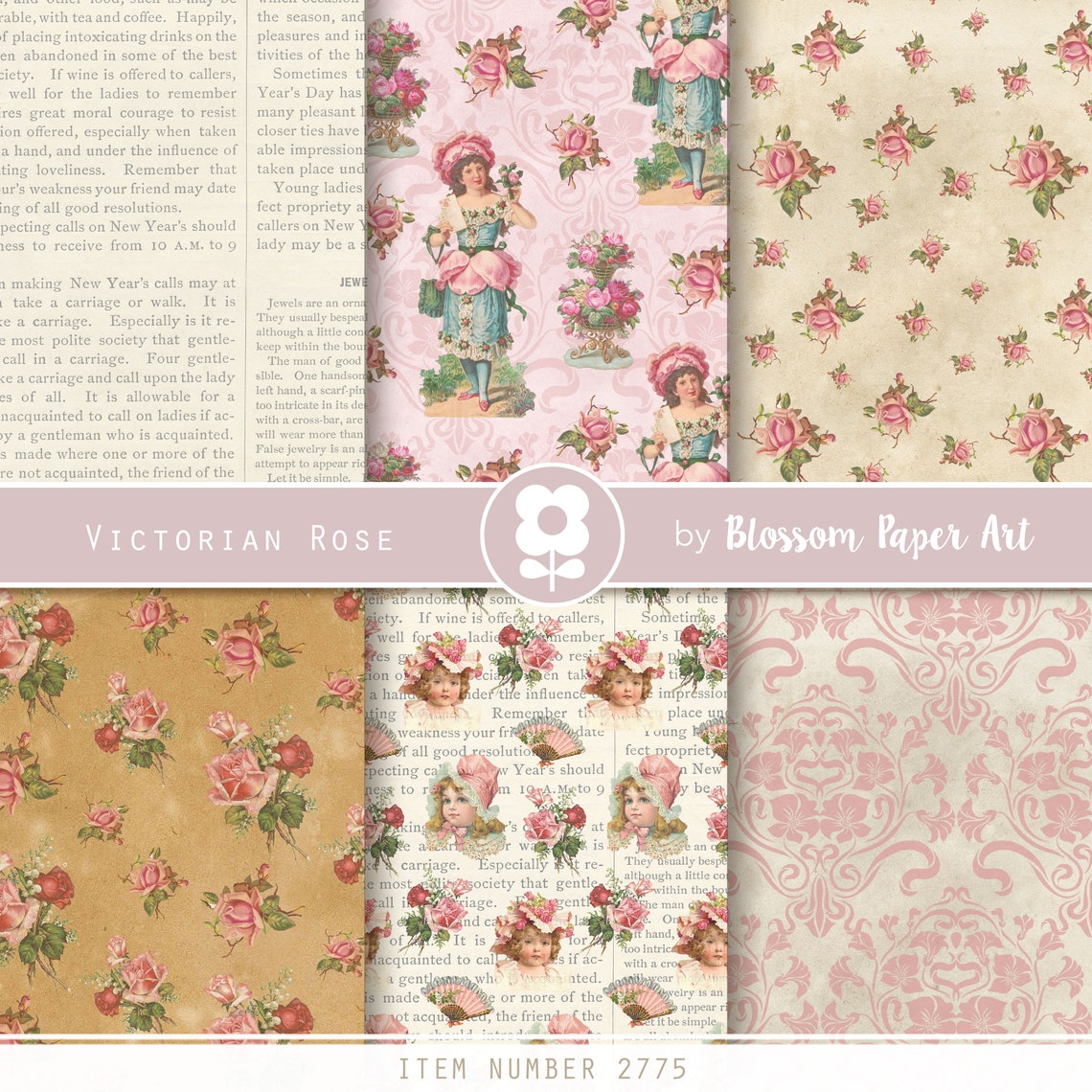 Victorian Digital Paper Vintage Scrapbook Digital Paper Pack | Etsy