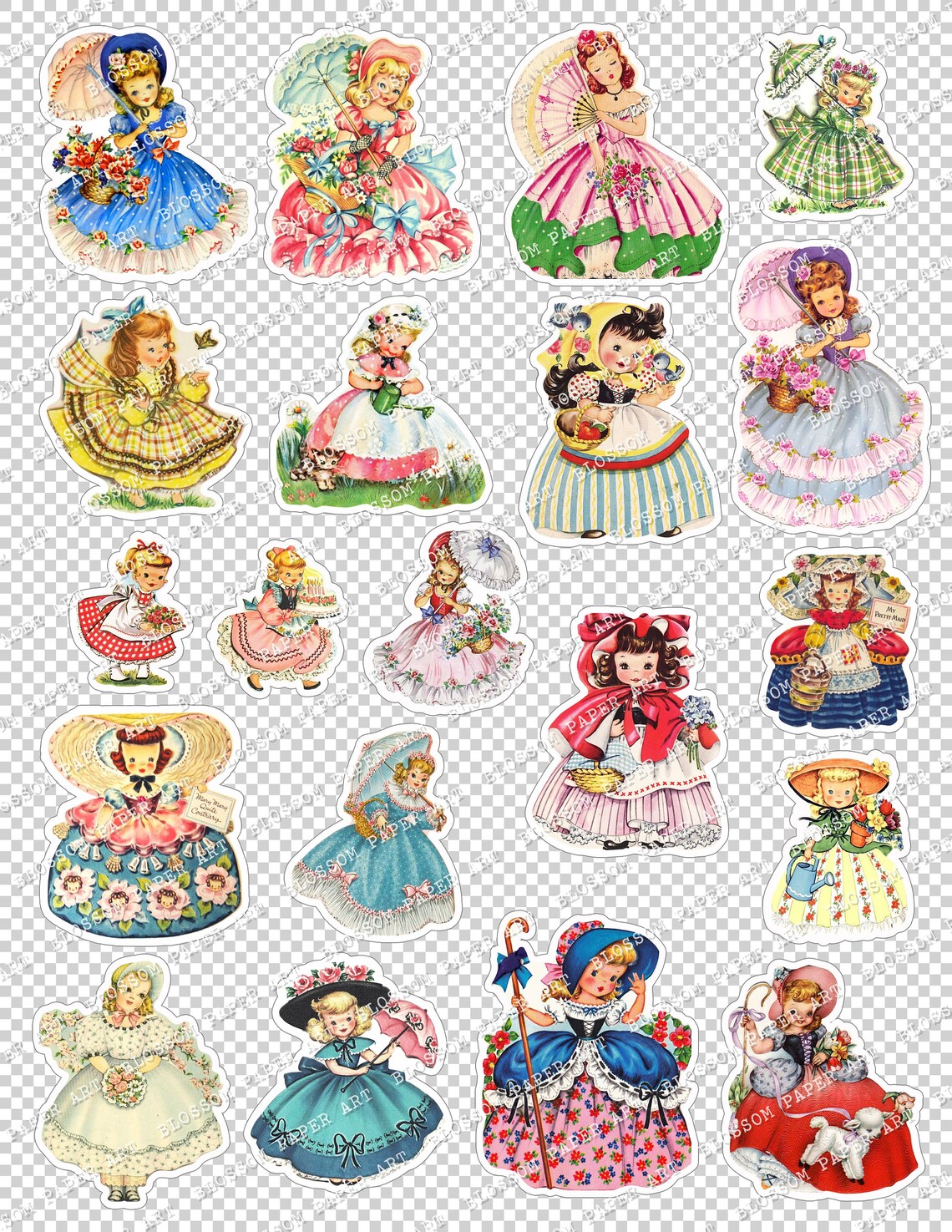 Printable Stickers Princess Vintage Girl Doll Stickers | Etsy