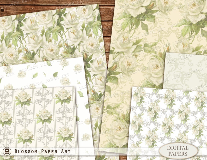 Shabby Chic Digital Paper Pack Rose Digital Paper Victorian - Etsy