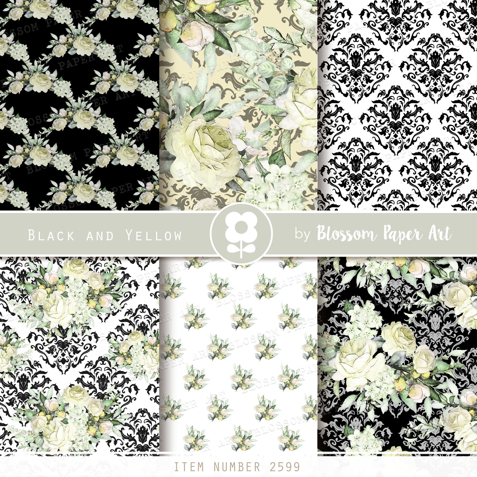 Digital Paper Black & Yellow Digital Paper Scrapbook Paper - Etsy