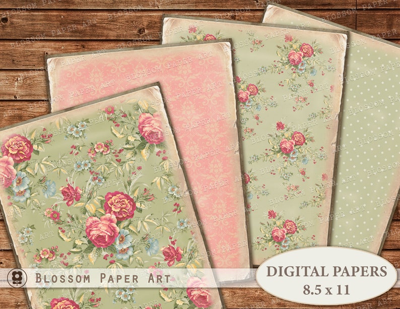 Vintage Floral Sheets Floral Digital Paper 85x11 Scrapbook - Etsy