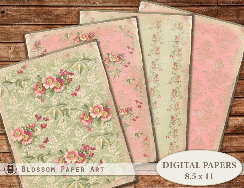 Vintage Floral Sheets Floral Digital Paper 85x11 Scrapbook - Etsy