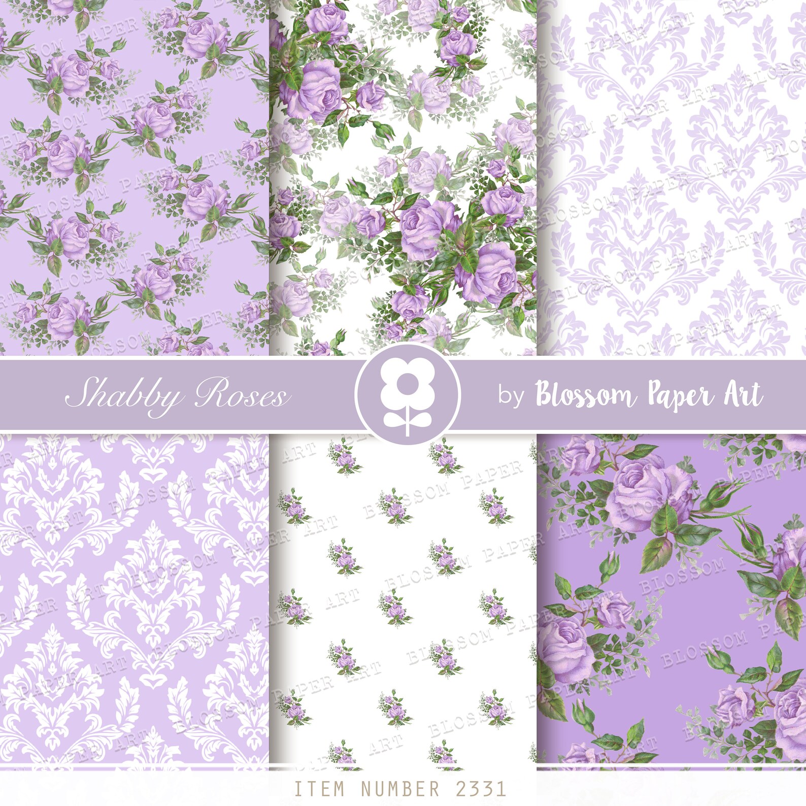 Purple Floral Digital Paper Floral Digital Paper Pack | Etsy