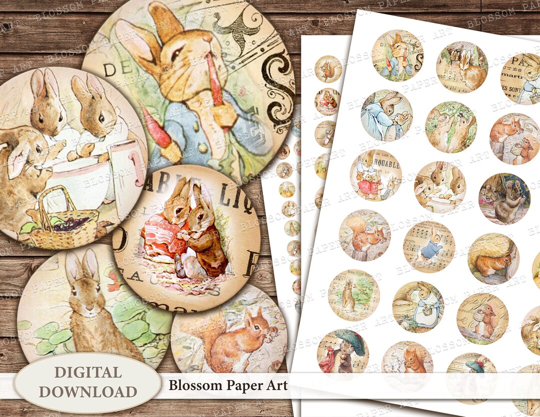 Peter Rabbit Circles 1.5 Inch 1 Inch Circle Images Digital Collage ...
