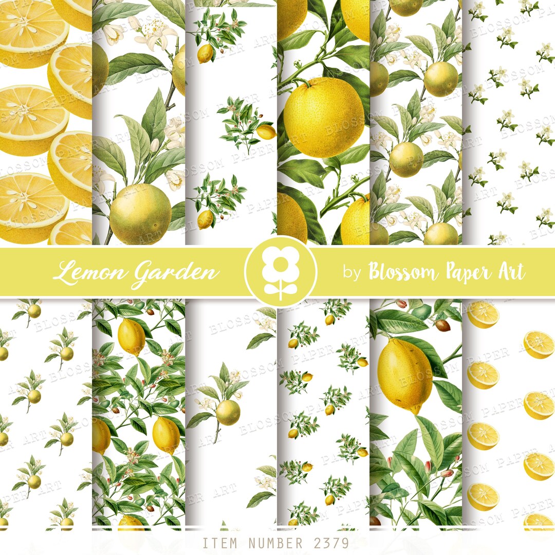 LEMON Digital Paper, Lemonade Printable Collage Sheet for Scrapbooking ...