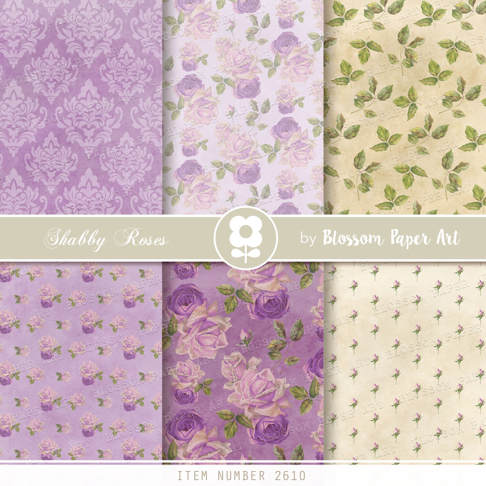 Purple Floral Digital Paper Shabby Chic Digital Paper Pack - Etsy