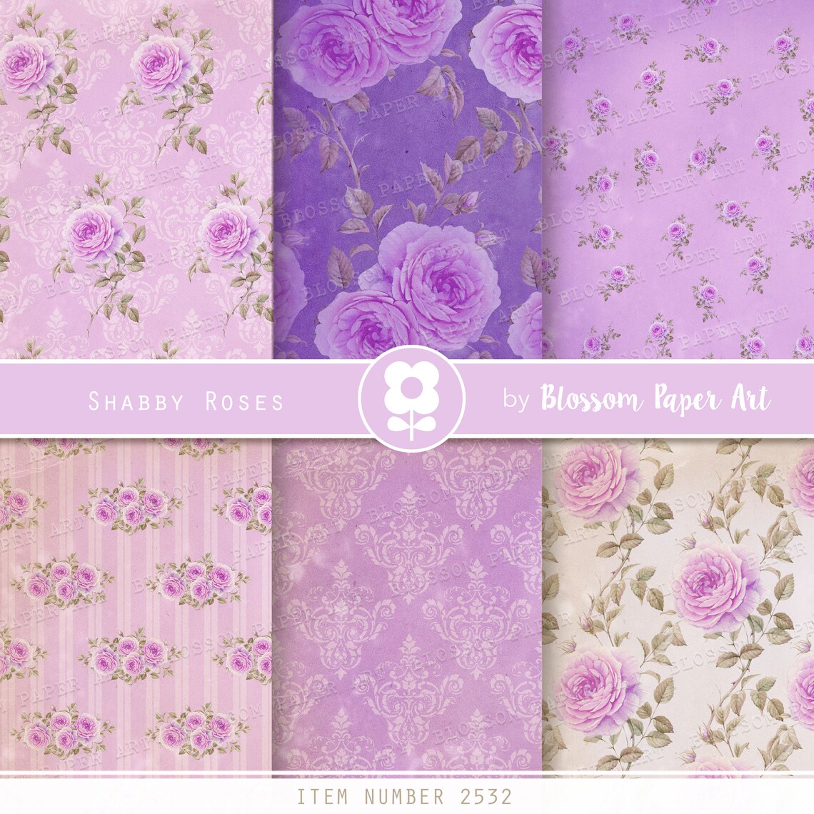 Purple Floral Digital Paper Floral Digital Paper Pack - Etsy