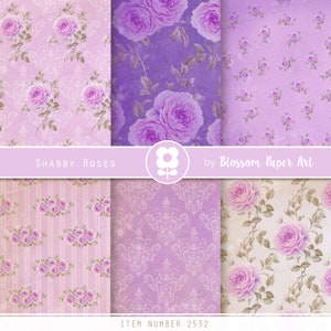 Purple Floral Digital Paper, Floral Digital Paper Pack, Vintage ...