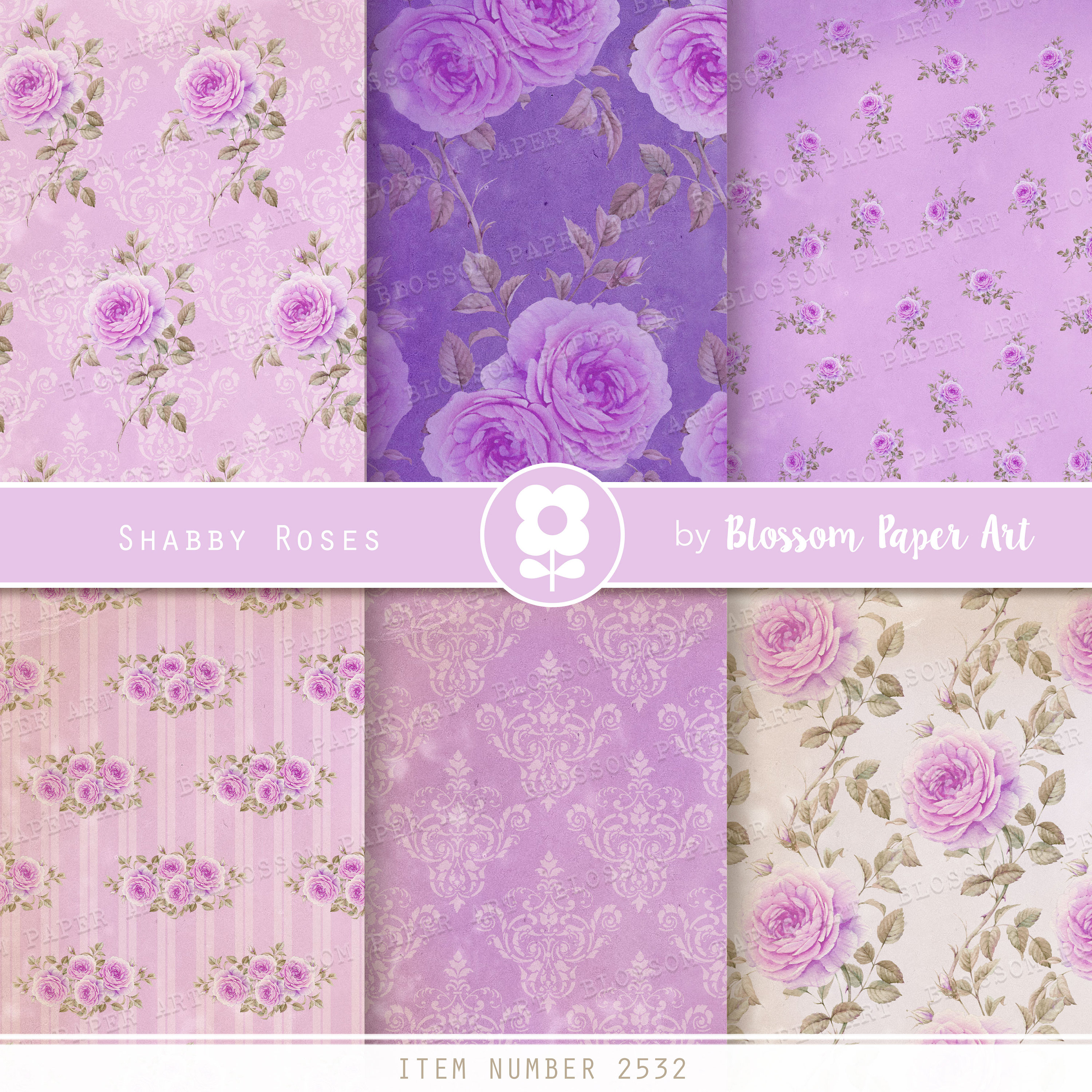 Purple Floral Digital Paper Floral Digital Paper Pack - Etsy