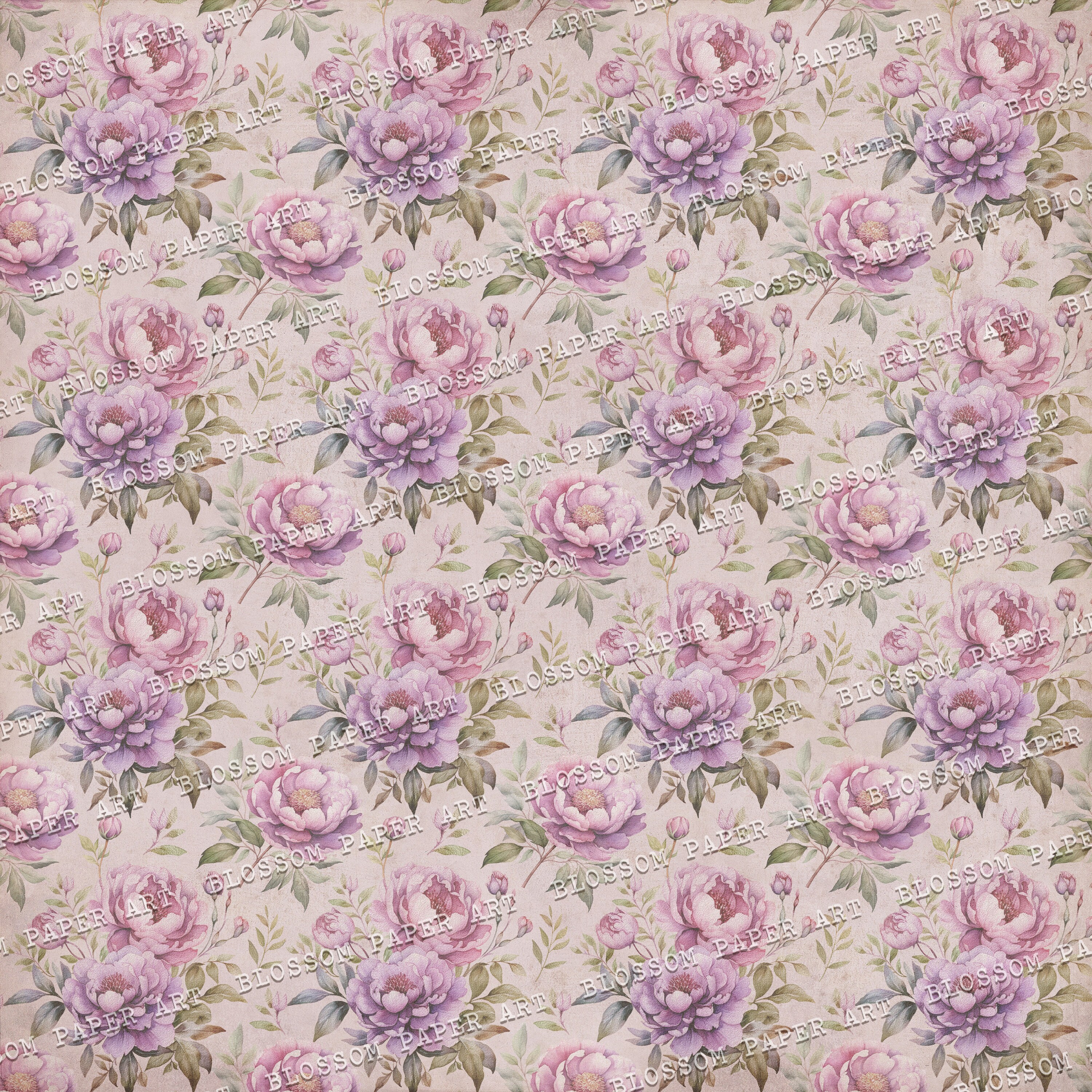 Vintage Purple Floral Digital Paper Pack: Shabby Chic Scrapbook ...
