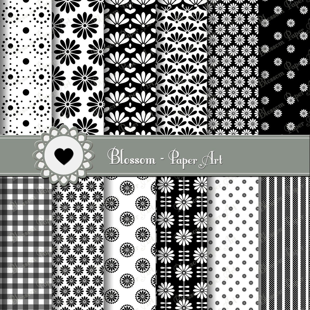 Black and White Digital Paper Pack, Origami Paper, Scrapbook, Modern ...