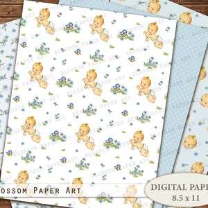 Baby Digital Paper, Retro Baby Scrapbook Paper, Vintage Baby Collage ...