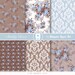 Blue and Brown Digital Paper Rose Digital Paper Pack Floral ...