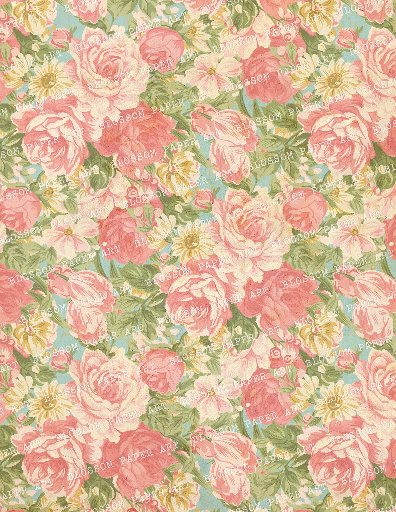 Floral Digital Paper Vintage Scrapbook Paper A4 85x11 - Etsy