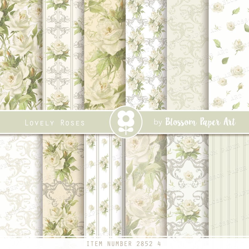 Shabby Chic Digital Paper Pack Rose Digital Paper Victorian - Etsy