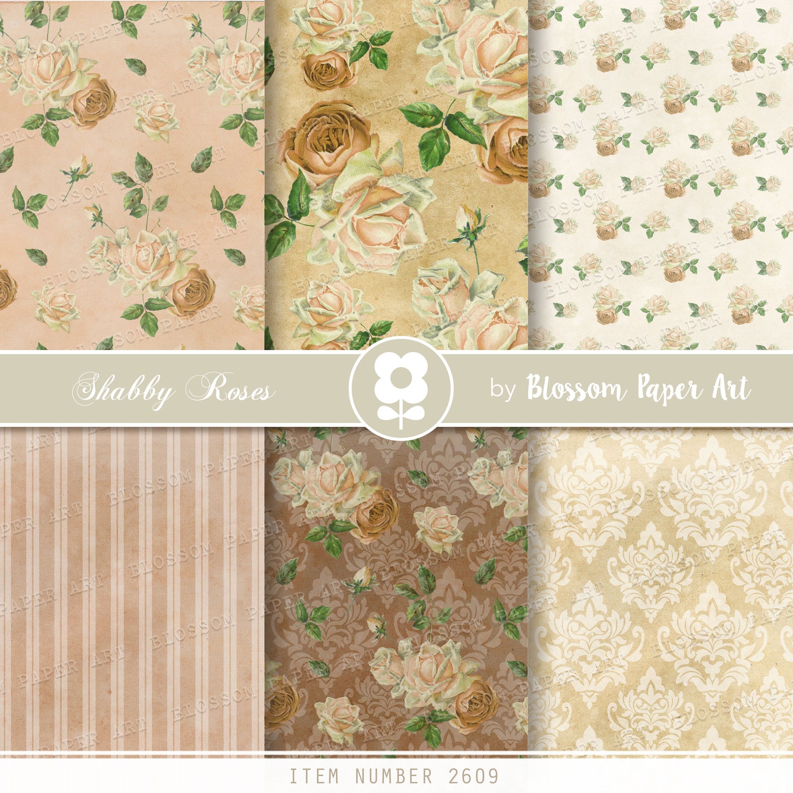 Floral Vintage Paper Old Texture Digital Floral Paper - Etsy