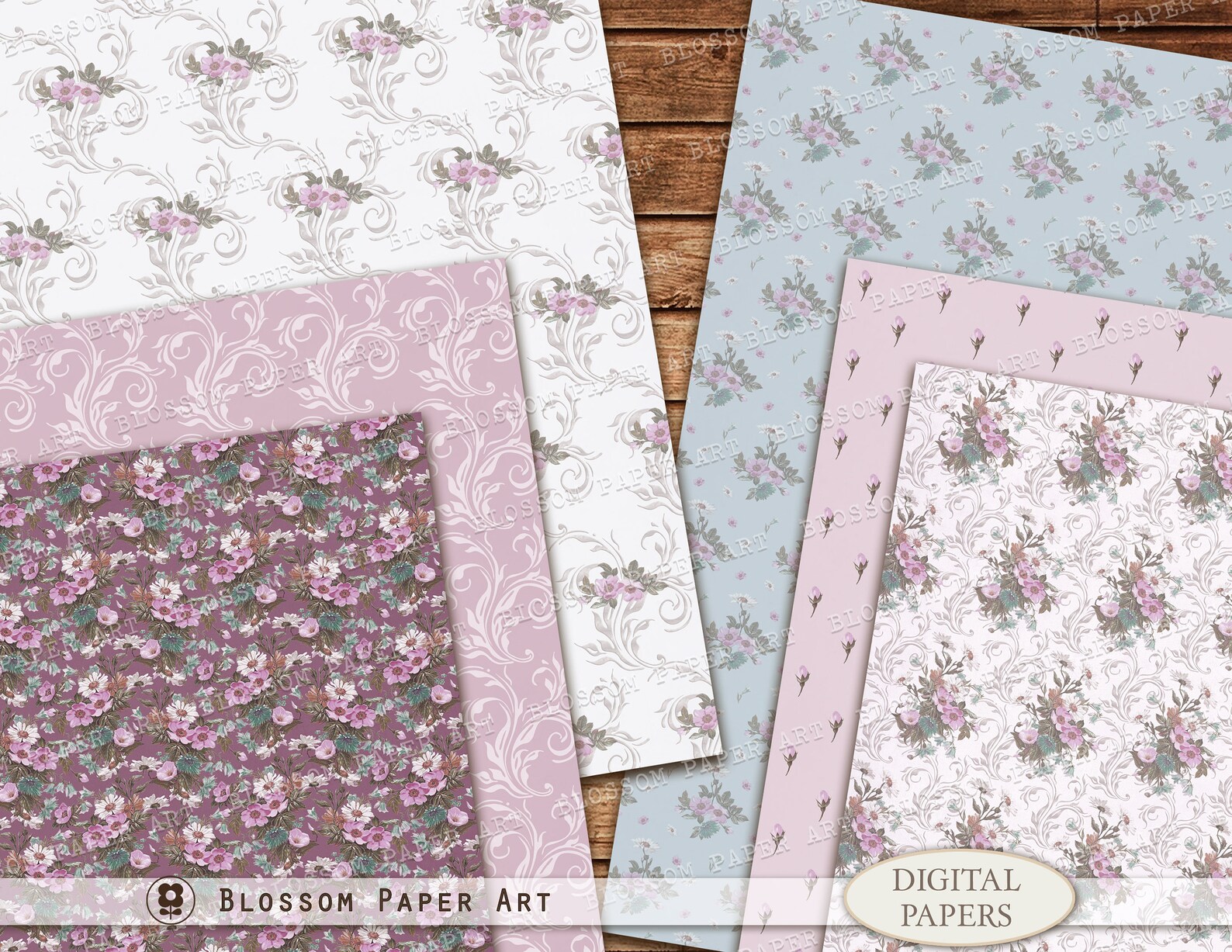 Purple Digital Paper Digital Download Floral Junk Journal - Etsy