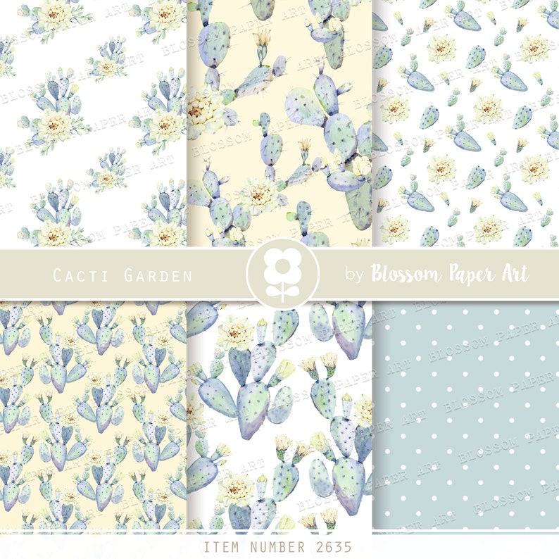 Scrapbook Paper Cacti Digital Paper Scrapbooking Paper Pack | Etsy