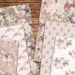 Digital Paper Roses, Pink and Brown Digital Paper, Floral Scrapbook ...