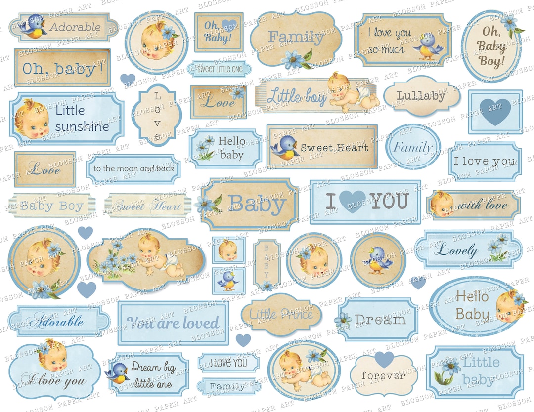 Vintage Baby Labels: Printable Ephemera Collage Sheet (digital Download ...