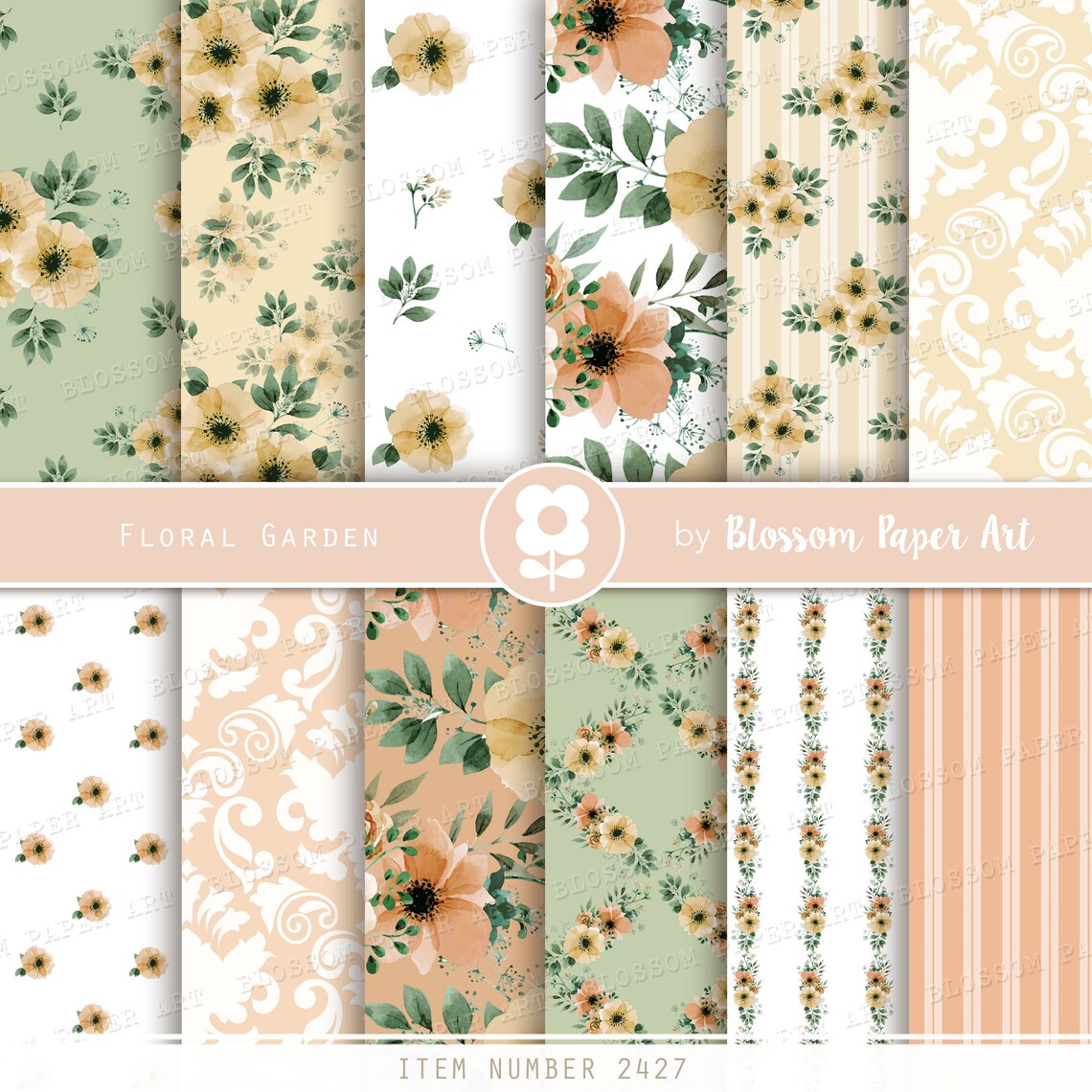 Floral Digital Paper Scrapbooking Flowers Paper Pack | Etsy