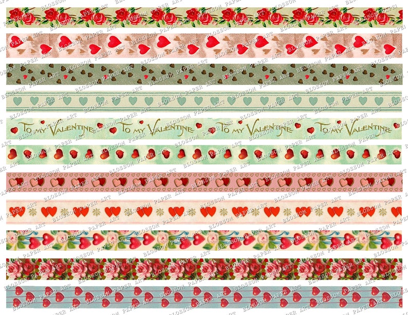 Printable Valentine Borders: Vintage Floral Ephemera (instant Download ...