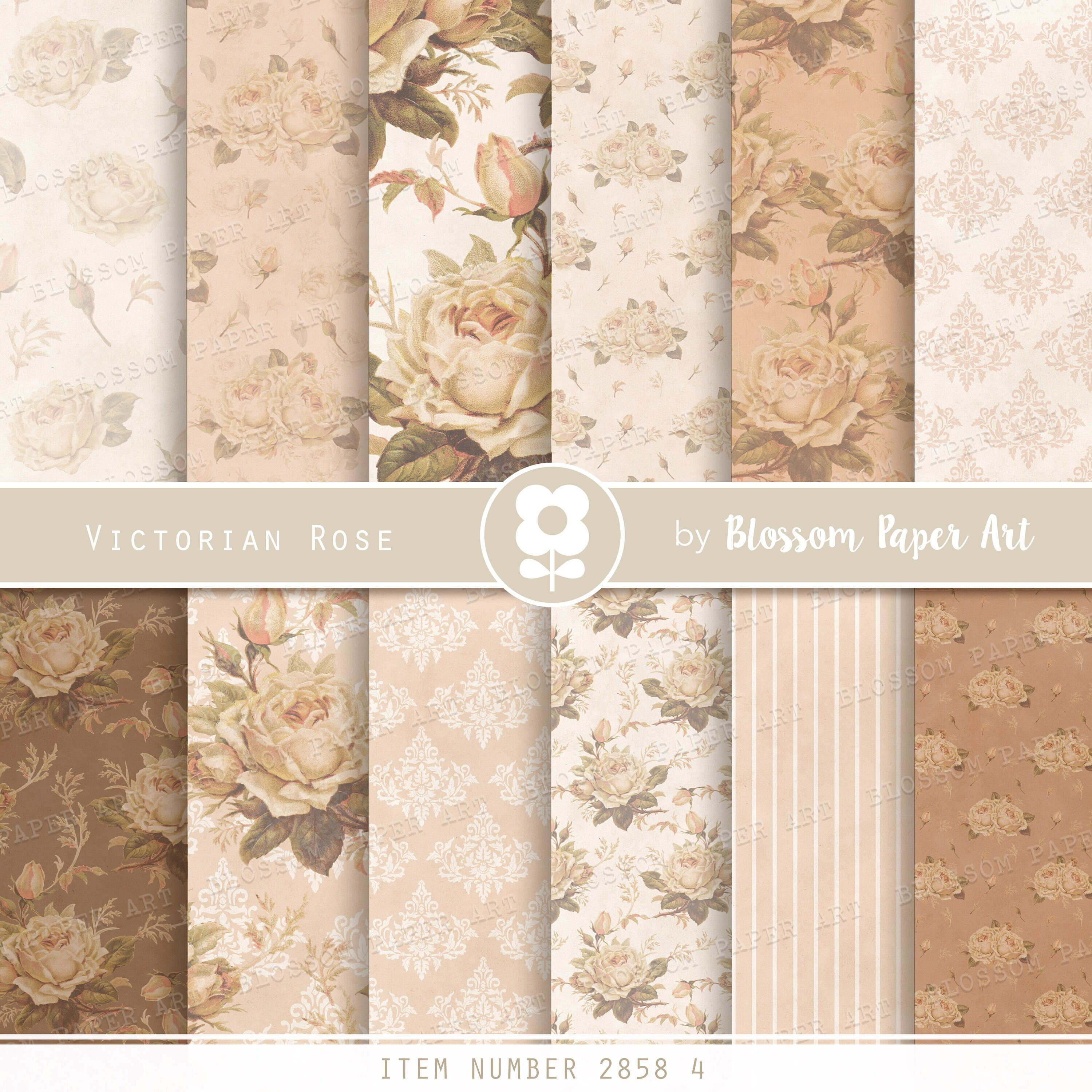 Vintage Digital Paper Shabby Chic Digital Paper Roses | Etsy