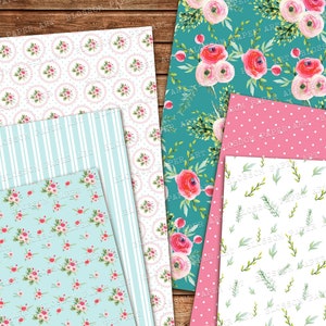 Floral Digital Paper, Scrapbooking Paper Pack, Watercolor Papers, Pink ...