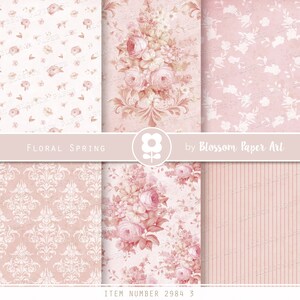 Shabby Chic Papers, Rose Digital Papers, Pink Floral Papers for Junk ...