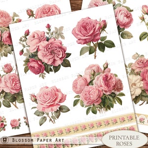 Printable Roses, Shabby Rose Images for Junk Journal, Scrapbooking ...
