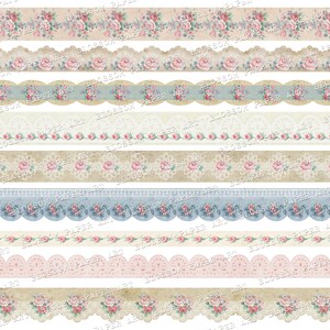 Shabby Chic Rose Borders: Printable Lace for Junk Journals (digital ...