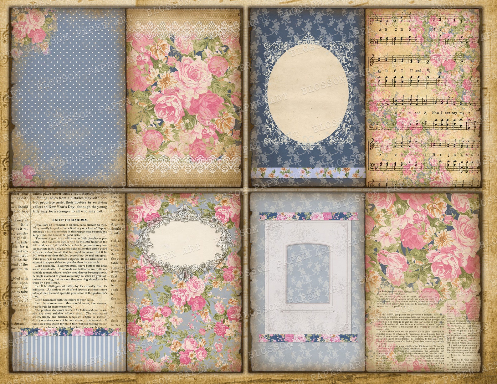 Vintage Journal Pages Printable Junk Journal Sheets Digital | Etsy