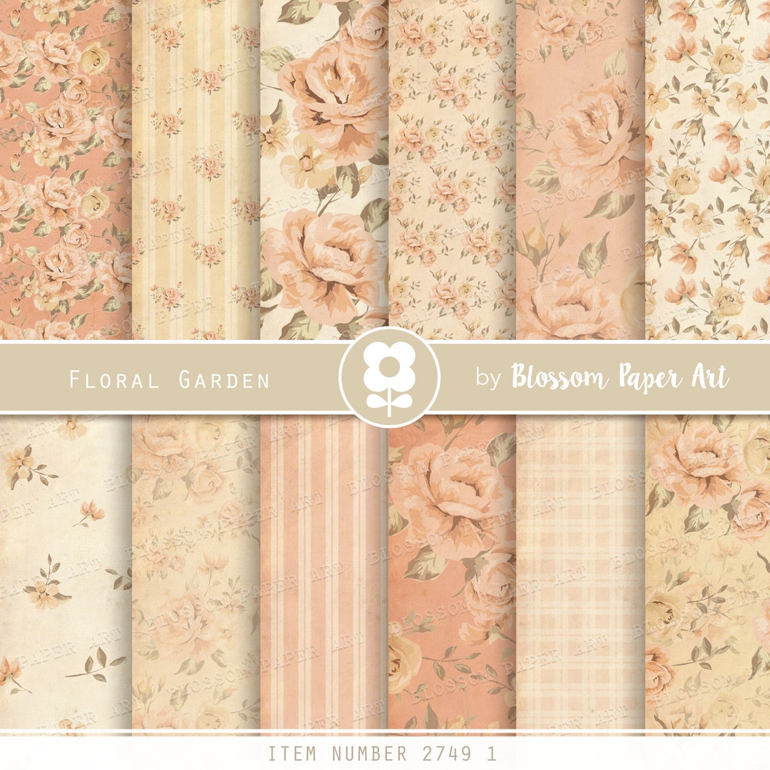 Floral Digital Paper, Shabby Chic Digital Paper Pack, Roses Scrapbook ...