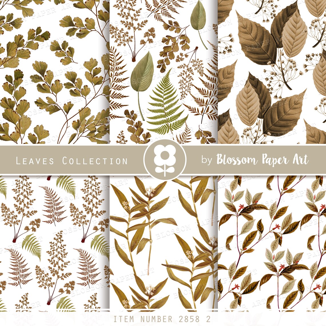 Autumn Leaves Digital Paper Leaves Scrapbook Collage Sheet | Etsy