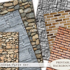 Stone & Brick Printable Backgrounds: Textures Digital Paper (digital ...