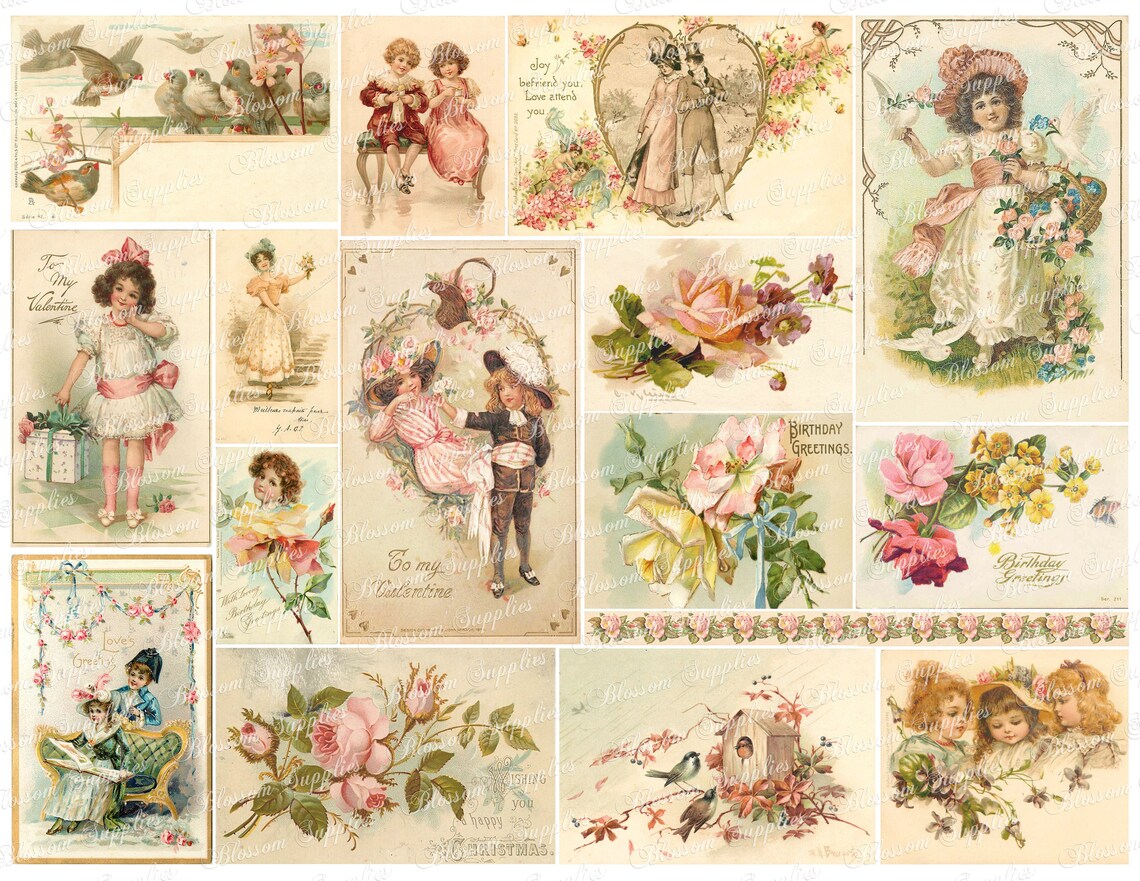 Ephemera Junk Journal Printable Collage Sheet Digital - Etsy