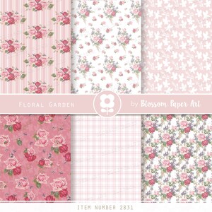 Shabby Chic Roses Digital Paper Pack: Vintage Scrapbook Paper (instant ...