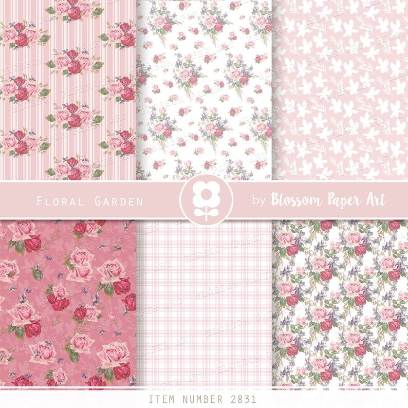 Shabby Chic Roses Digital Paper Pack Pink Digital Paper Roses - Etsy