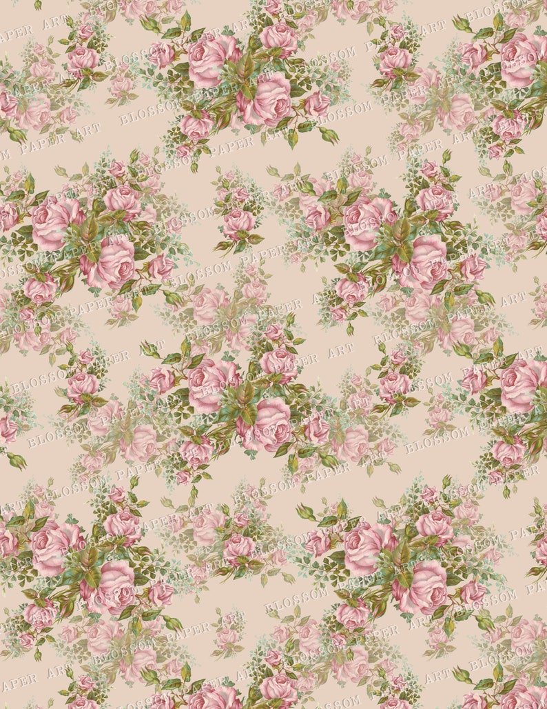 Rose Digital Paper Floral Scrapbook Paper Pink Collage | Etsy