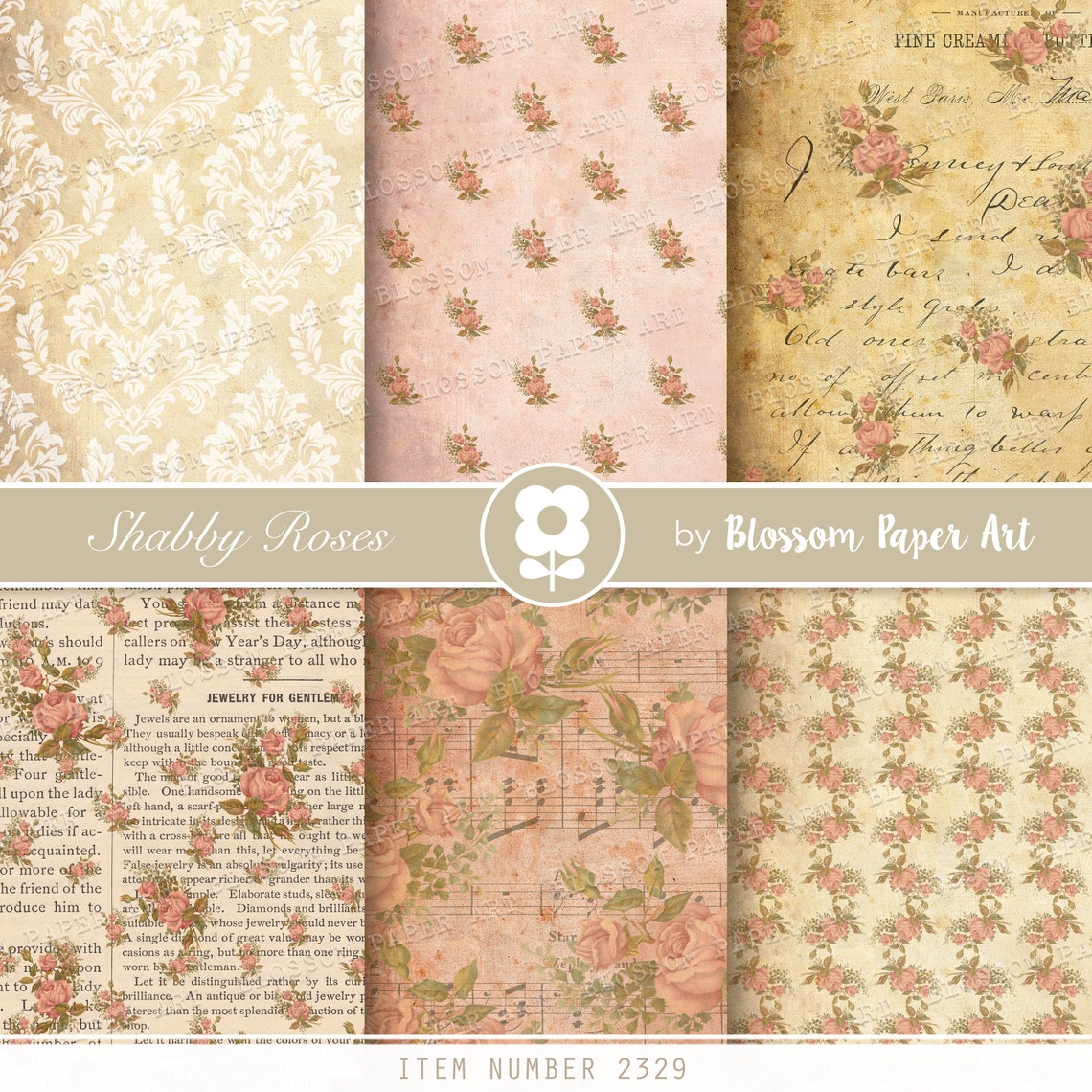 VINTAGE PRINTABLE Rose Digital Paper Digital Paper Pack | Etsy