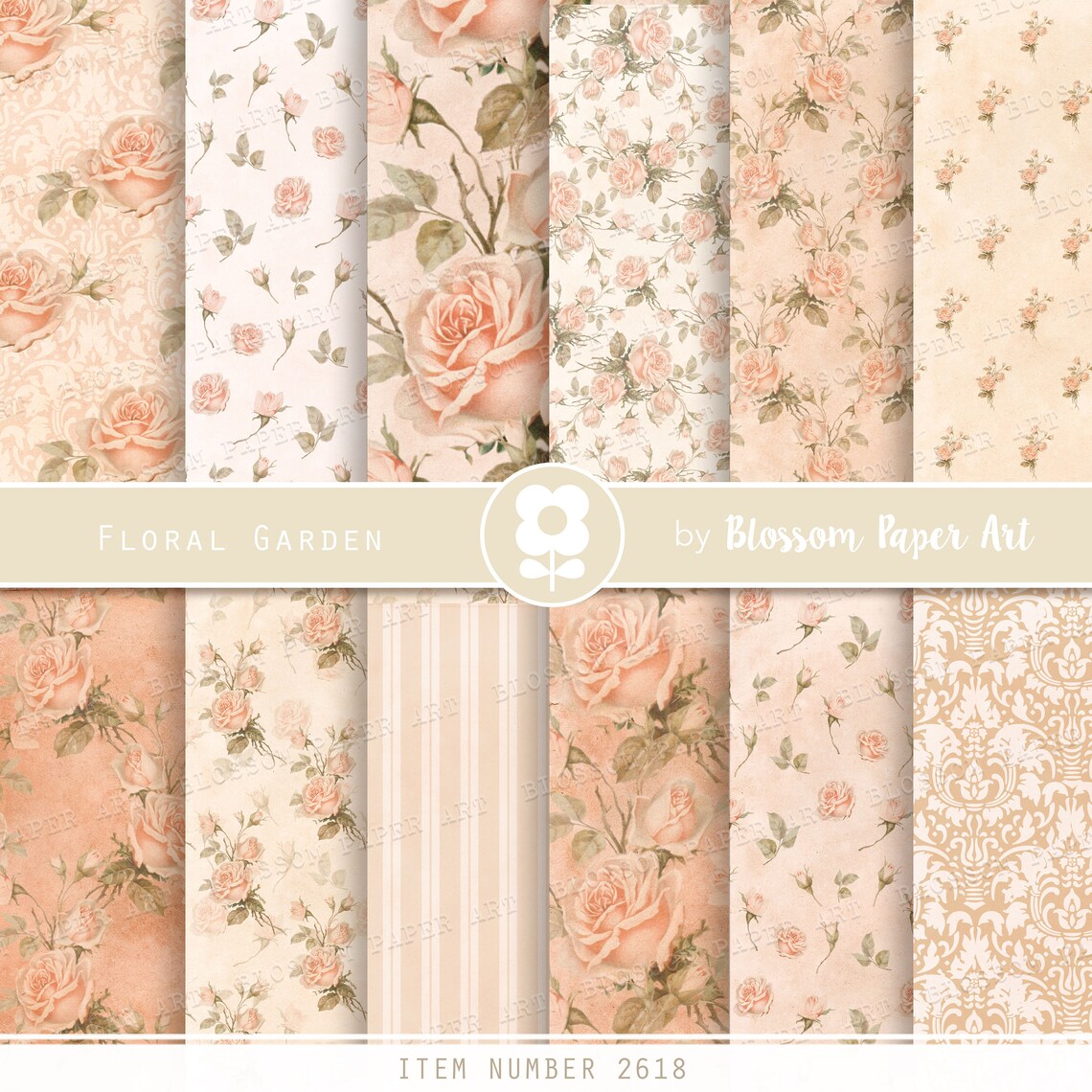 Vintage Scrapbook Paper Roses Shabby Chic Digital Paper Pack - Etsy