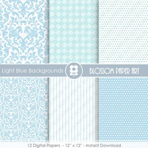 Light Blue Digital Backgrounds Digital Papers, Light Blue Textures ...