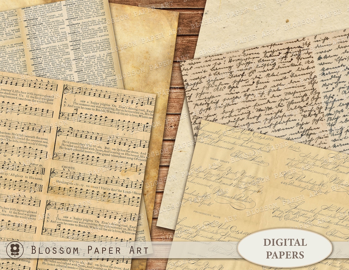 OLD PAPER PRINTABLE Digital Paper Collage Sheet Textures - Etsy