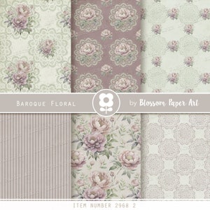 Junk Journal Floral Digital Paper, Green Digital Paper, Vintage Flower ...