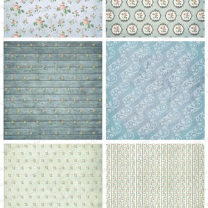 Rose Digital Paper VINTAGE Blue Floral Digital Paper Pack, Pink Roses ...